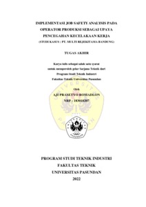 IMPLEMENTASI JOB SAFETY ANALYSIS PADA OPERATOR PRODUKSI SEBAGAI UPAYA PENCEGAHAN KECELAKAAN ...
